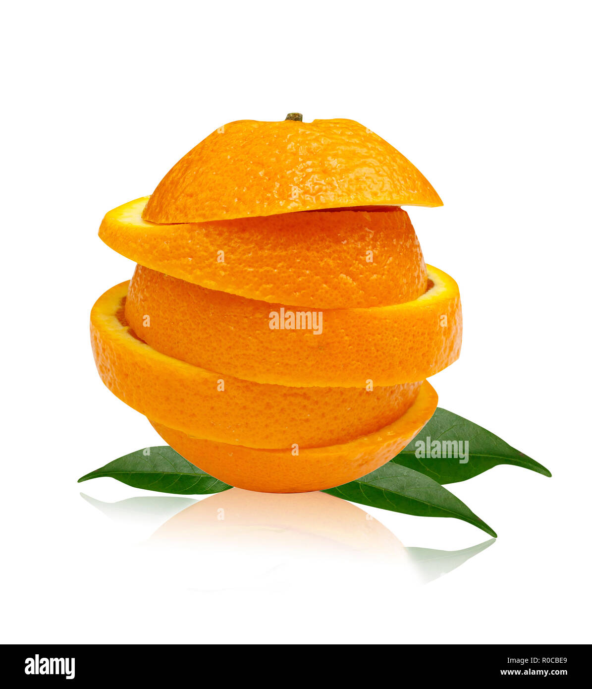 Stack of orange slices isolated on white background Stock Photo - Alamy