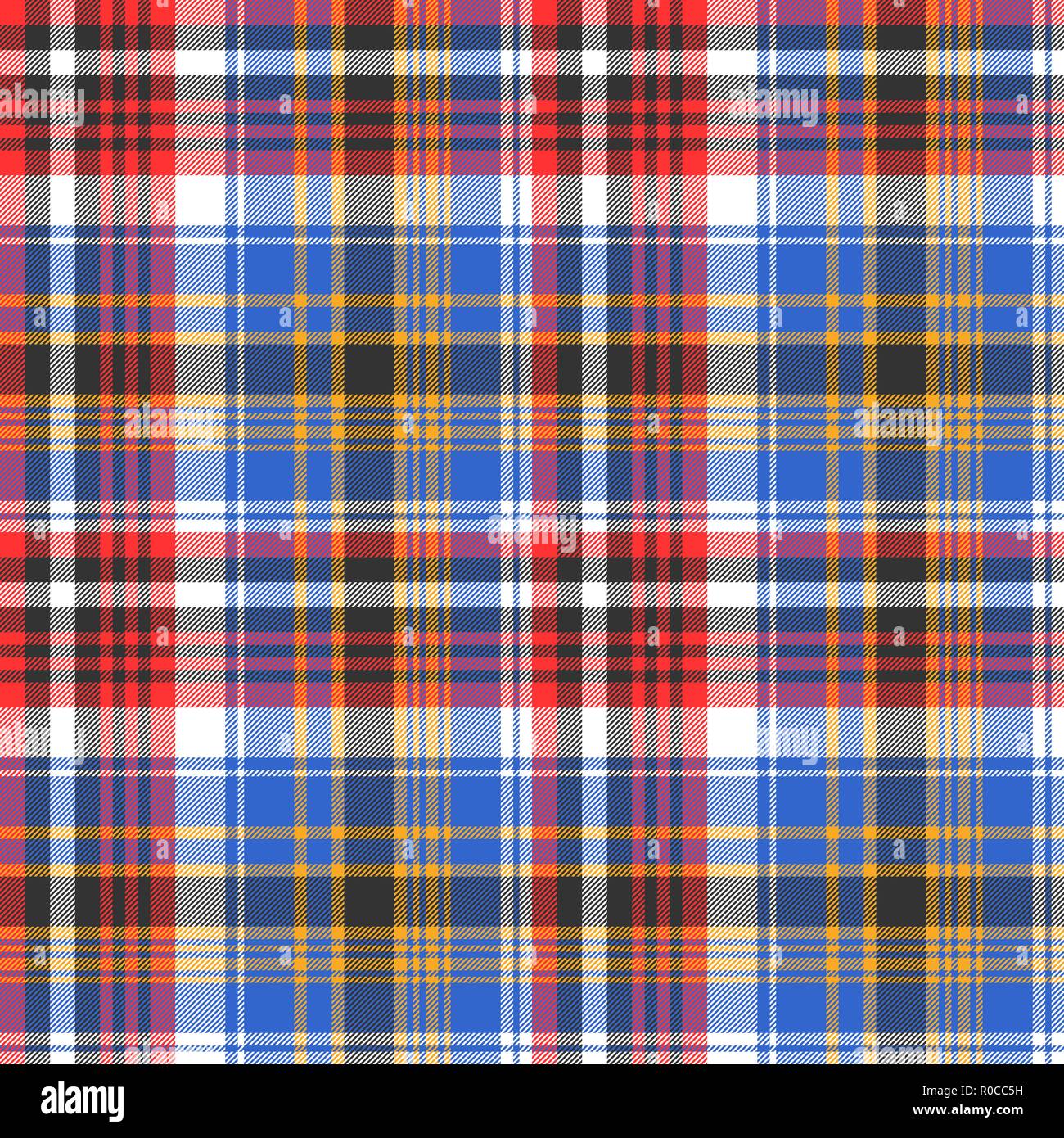 Blue check plaid tartan seamless pattern. Vector illustration Stock ...