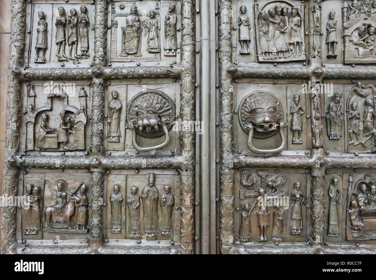 Detail of an ancient gate Sophia Cathedral in Novgorod Russian 12th ...