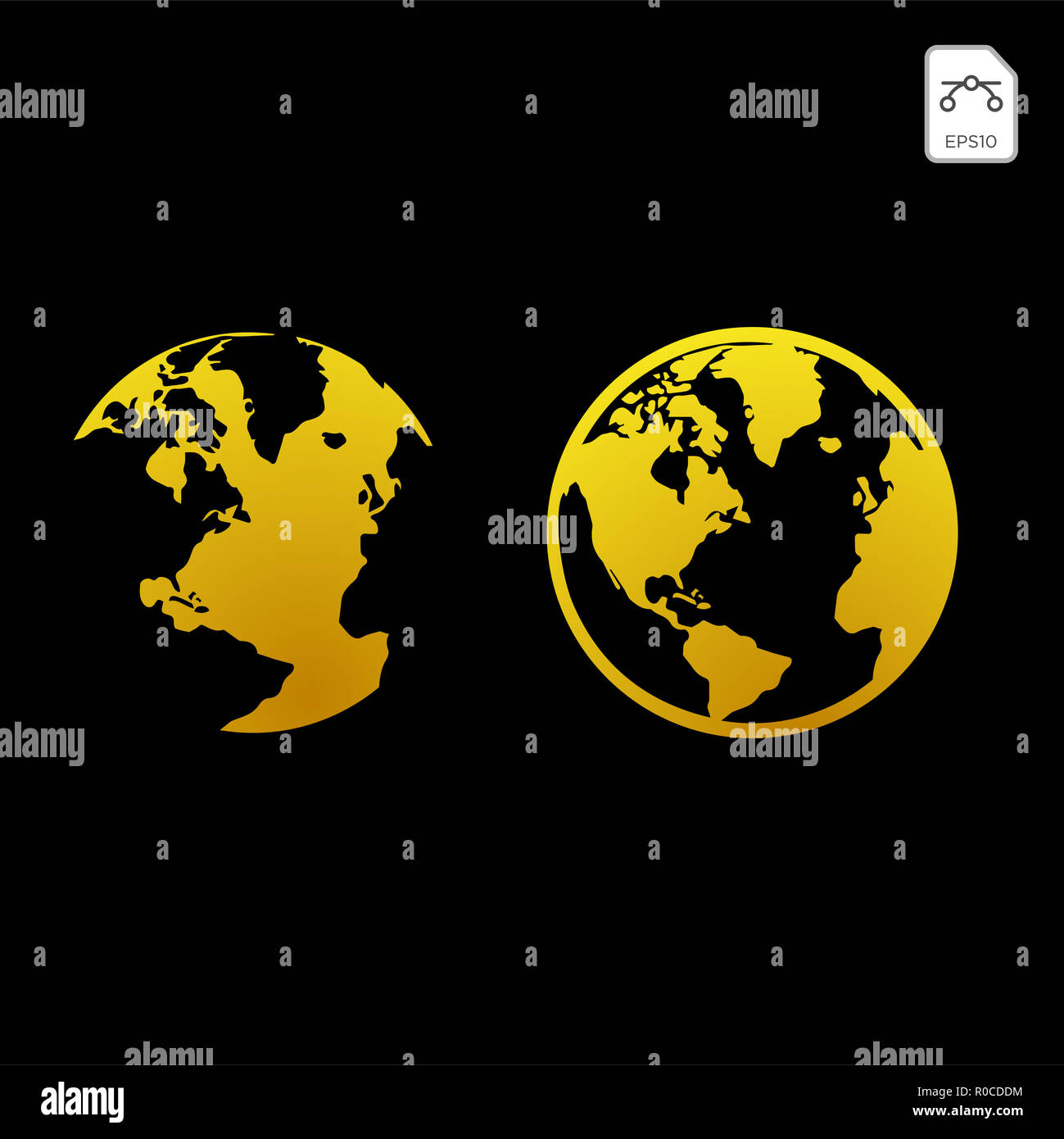 Gold globe icon. Glossy Earth business industry vector concept ...