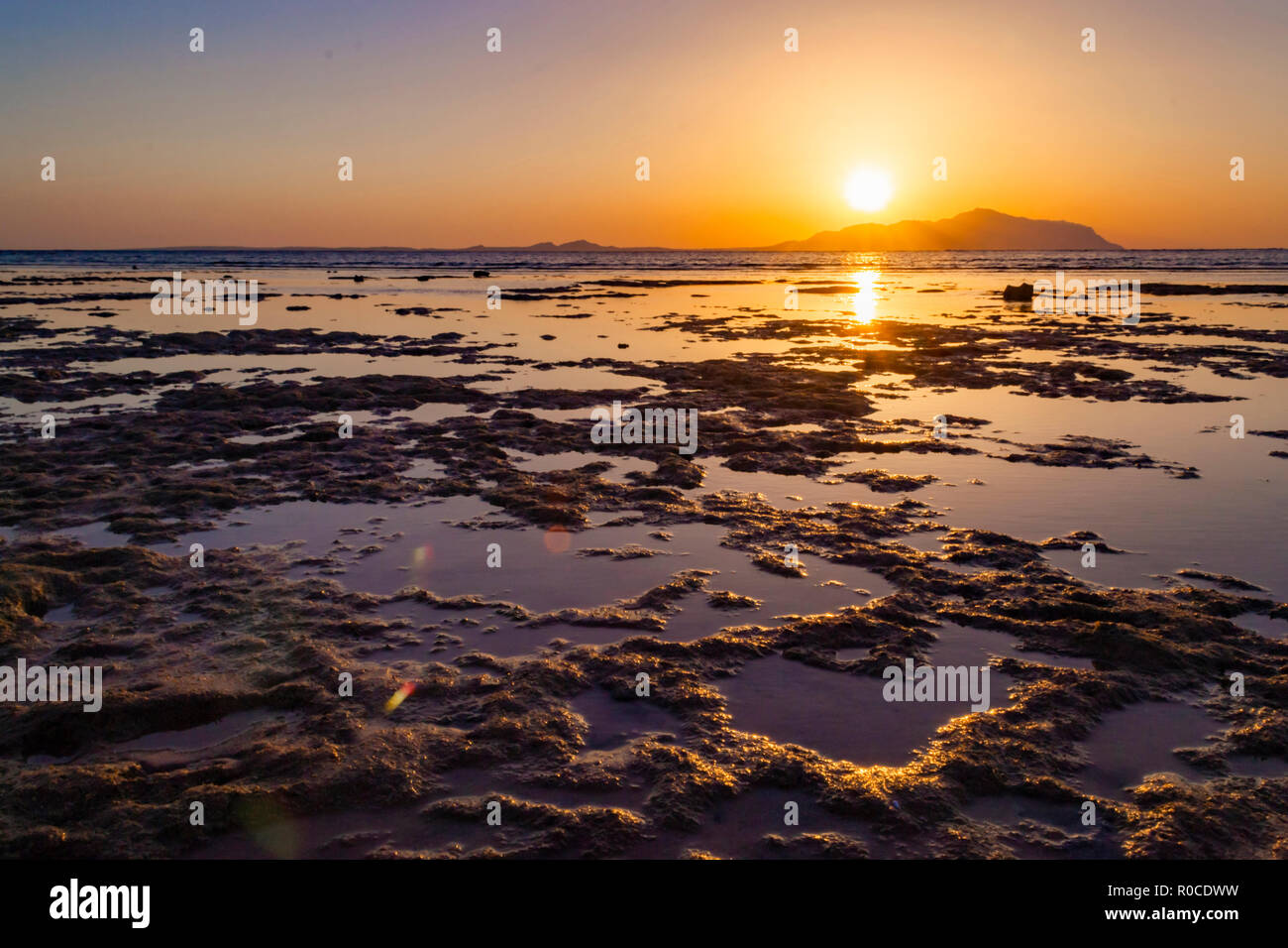 sunset in Sharm-El-Sheikh, Egypt over Tiran island, Red sea, Saudi ...