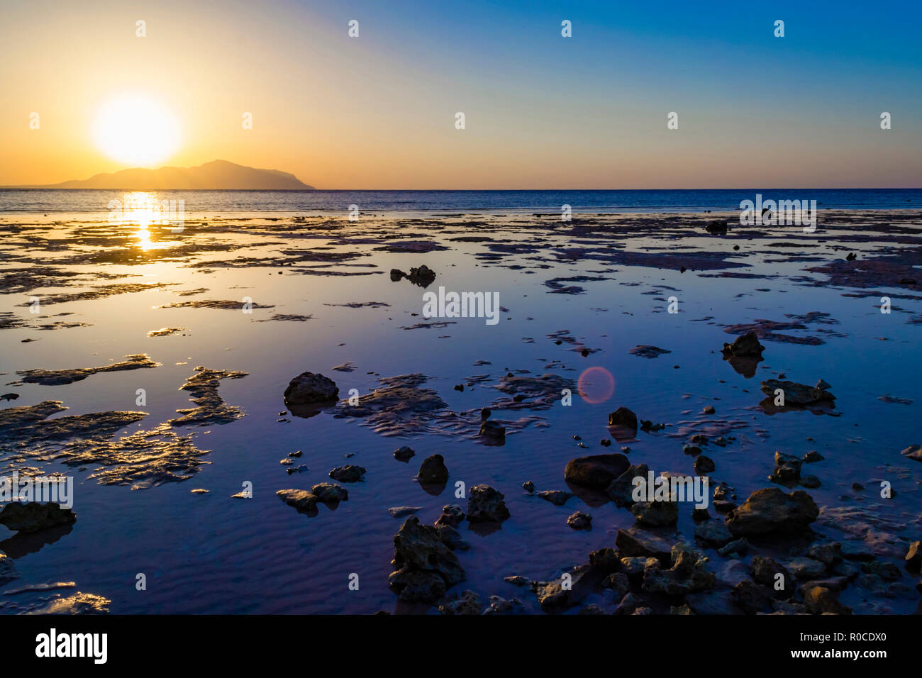 Colorful sunset in Sharm-El-Sheikh, Egypt over Tiran island, Red sea ...
