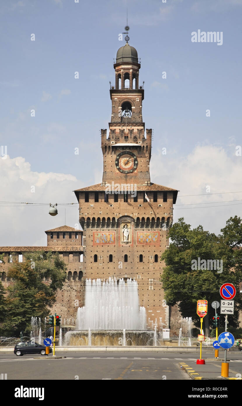 Torre del Filarete of the Sforza Castle in Milan. Lombardy. Italy Stock ...