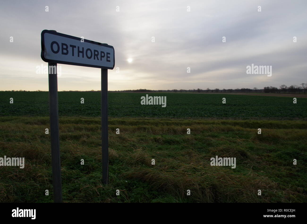 Obthorpe sign. The Macmillan Way. Lincolnshire. East Midlands. England ...