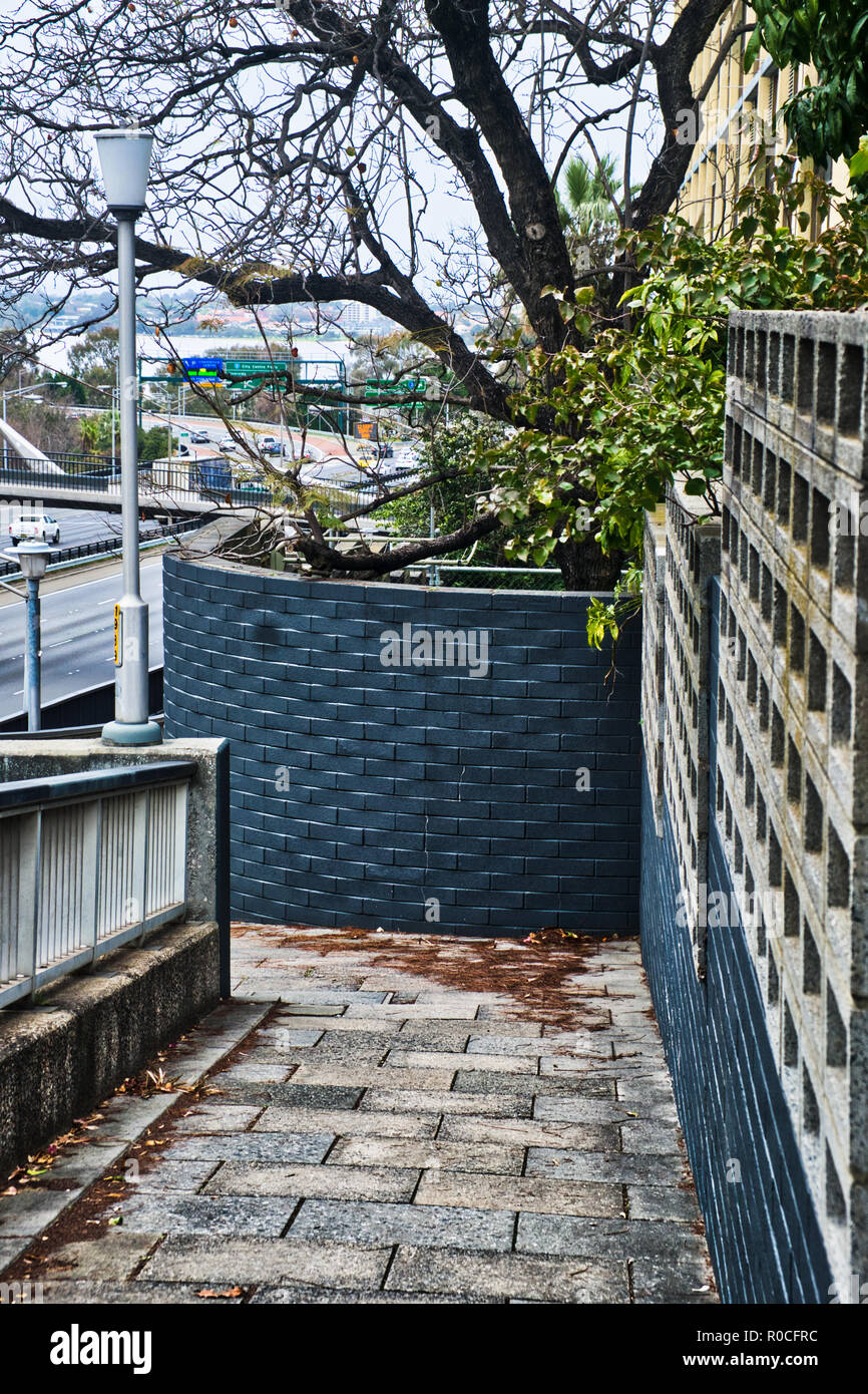 Pedestrian/cycle path beside freeway/motorway Stock Photo - Alamy