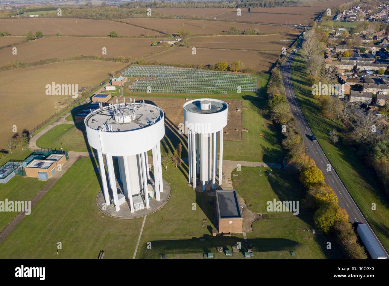 Aerial solar farm water tower hi-res stock photography and images - Alamy