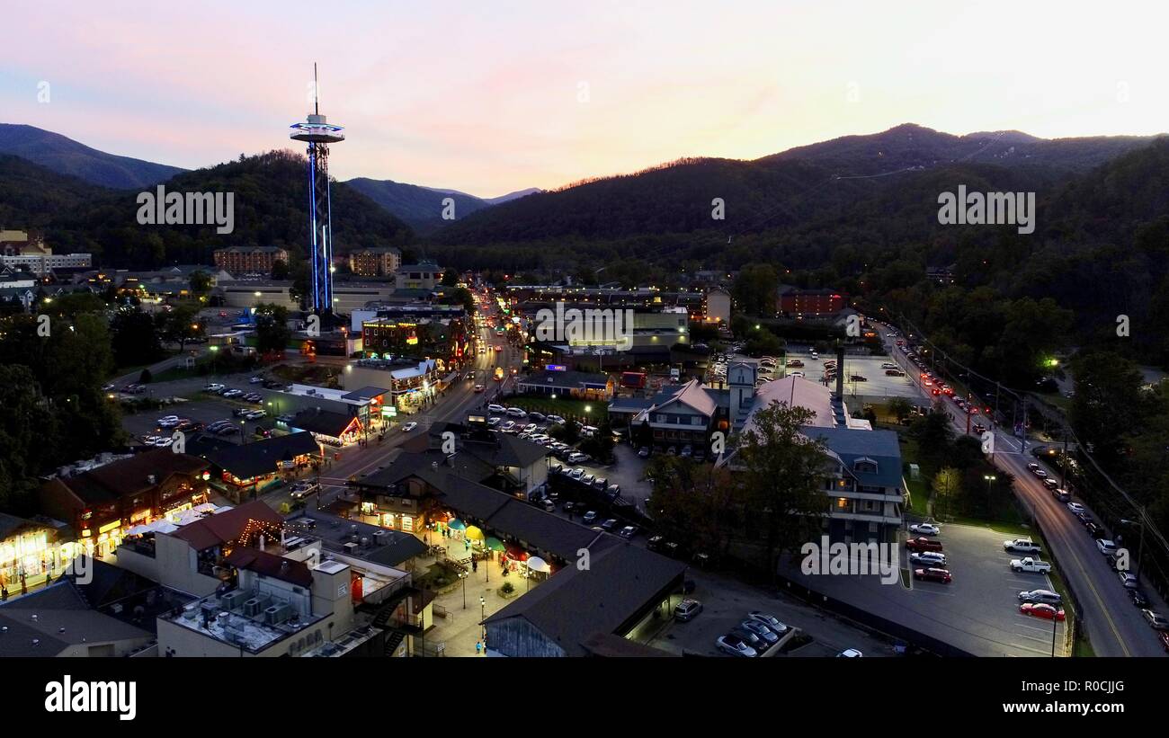 Aerial view downtown gatlinburg tennessee hi-res stock photography and ...