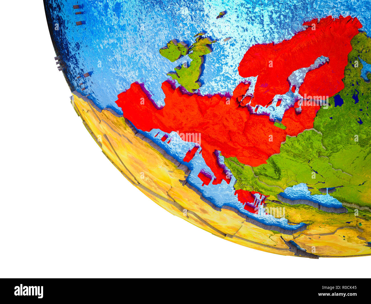 Schengen Area members on model of Earth with country borders and blue ...