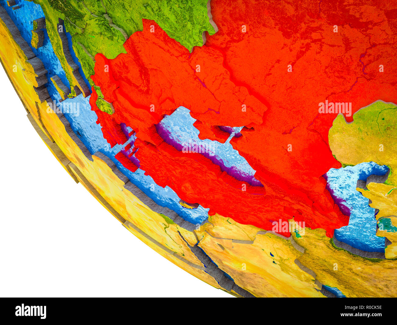 BSEC countries on model of Earth with country borders and blue oceans ...