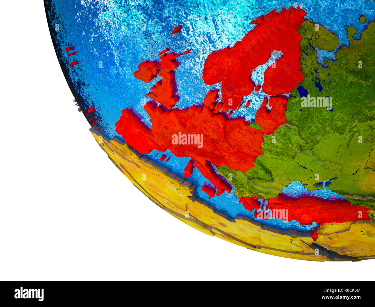 OECD European members on model of Earth with country borders and blue ...
