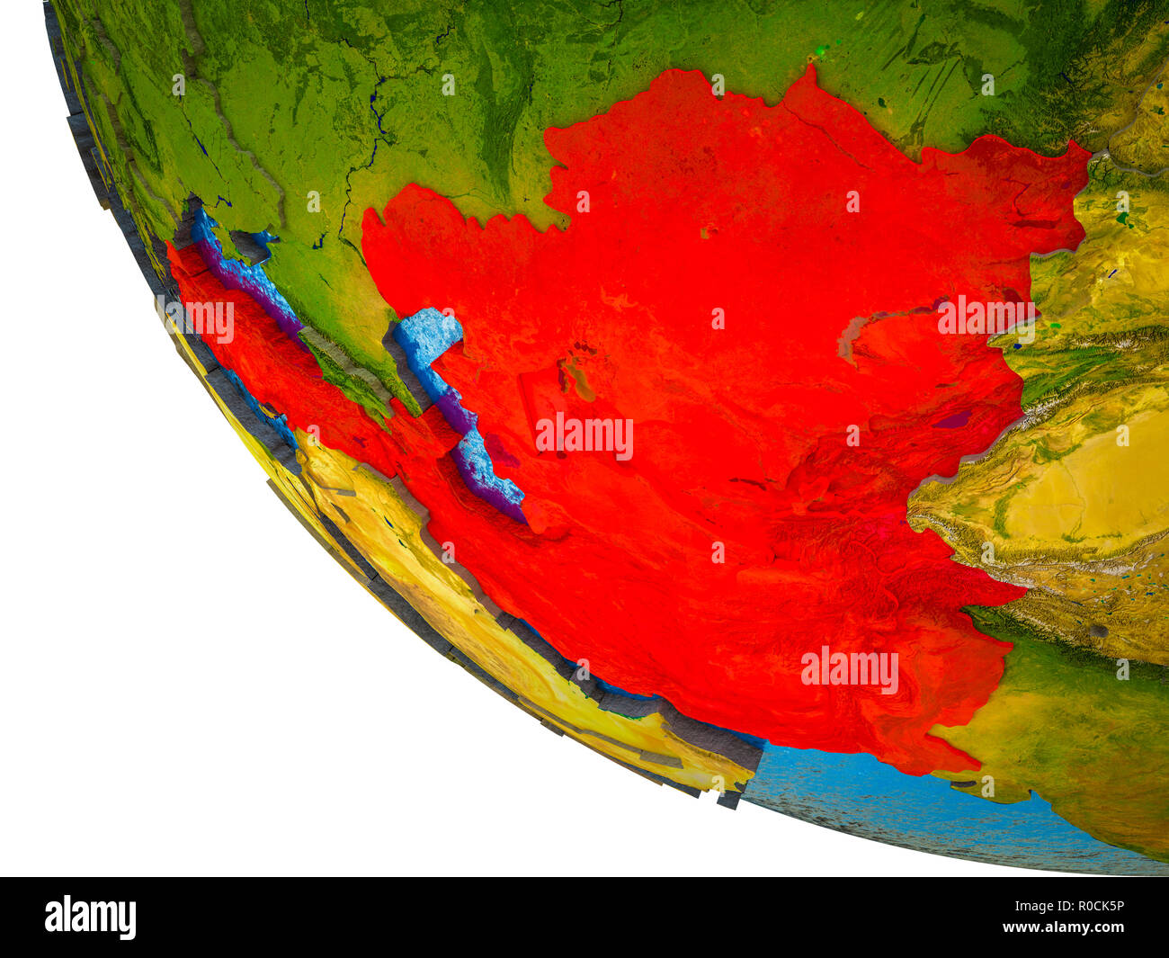 ECO member states on model of Earth with country borders and blue ...