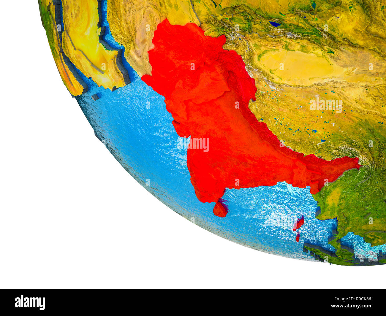 SAARC memeber states on model of Earth with country borders and blue ...