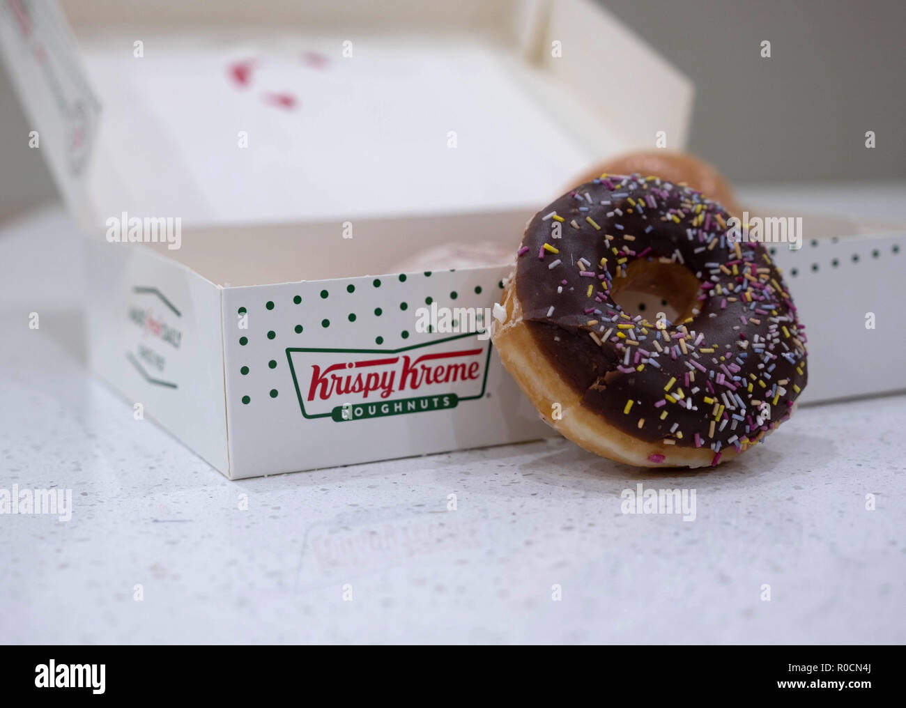 Krispy Kreme doughnuts in a box Stock Photo - Alamy