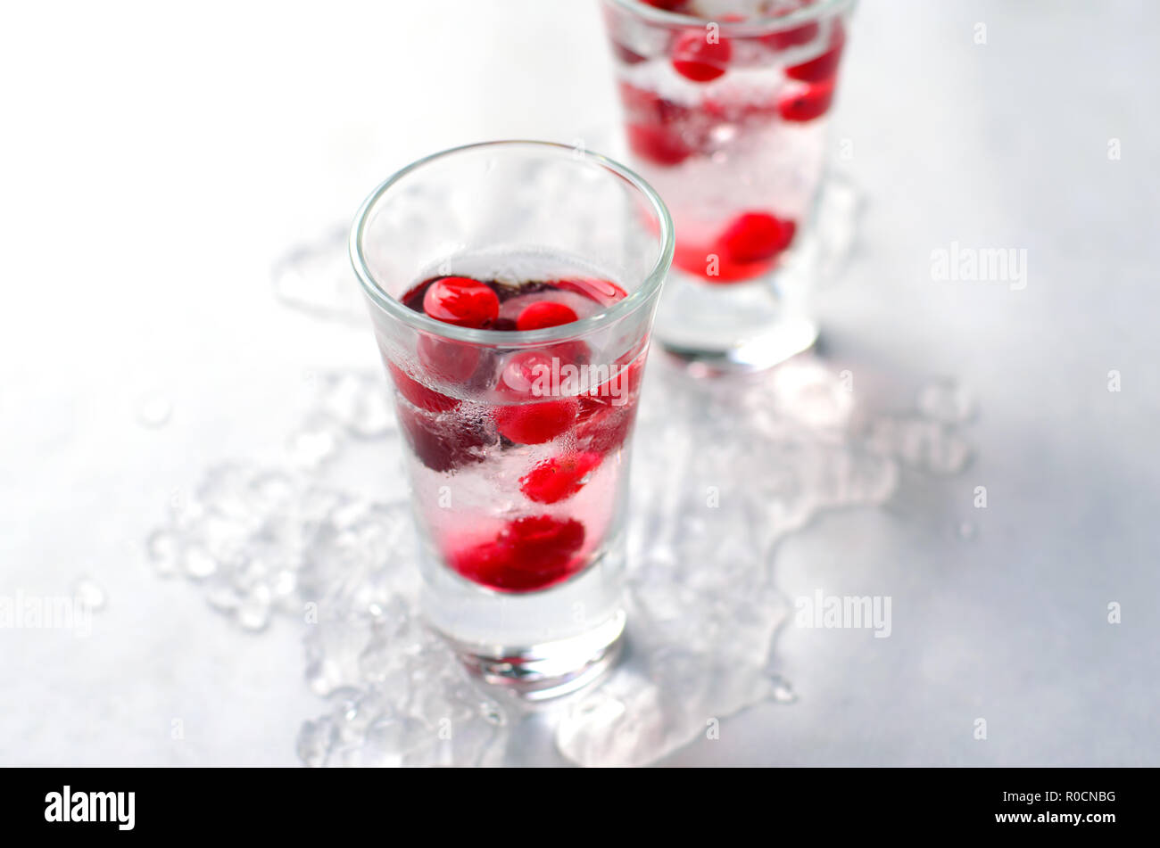 Cranberry Cocktail with Ice On White Background, Refreshing Drink Stock ...