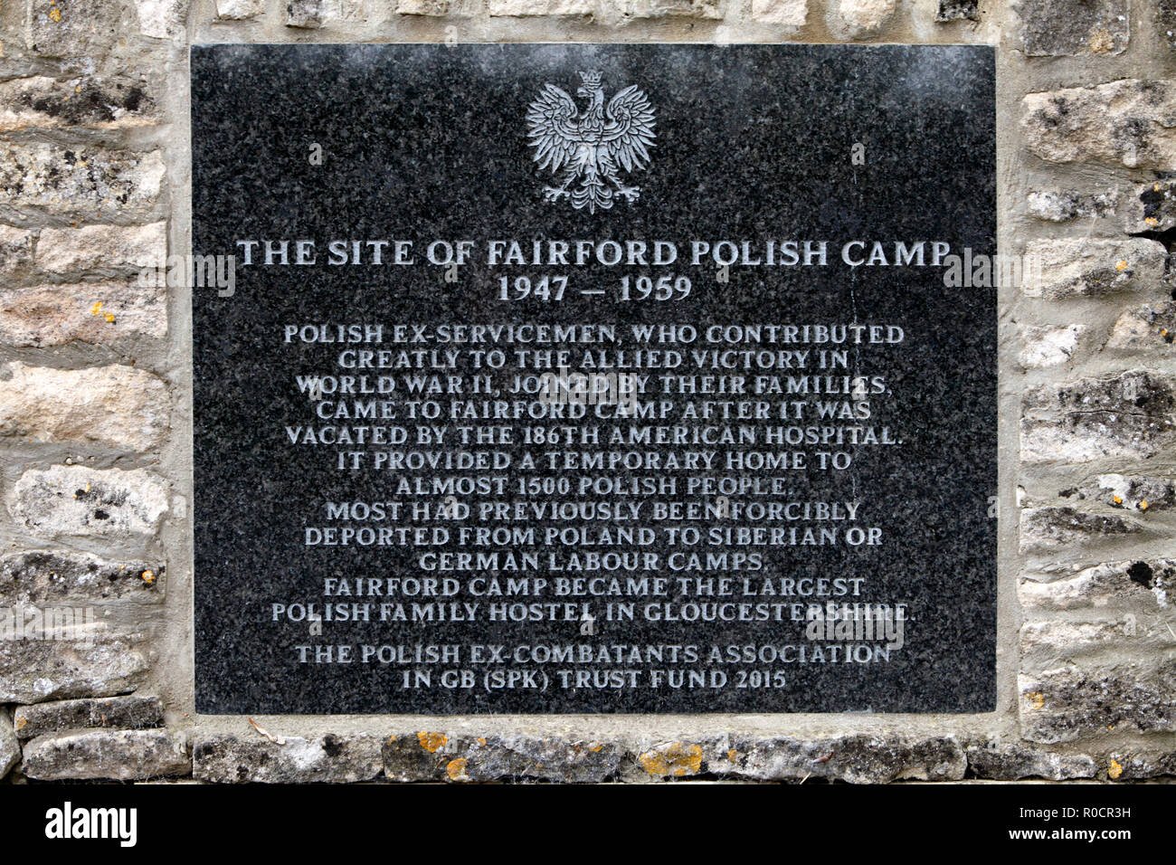 Marble Plaque marking the site of the Fairford Polish Camp 1947-1959 ...
