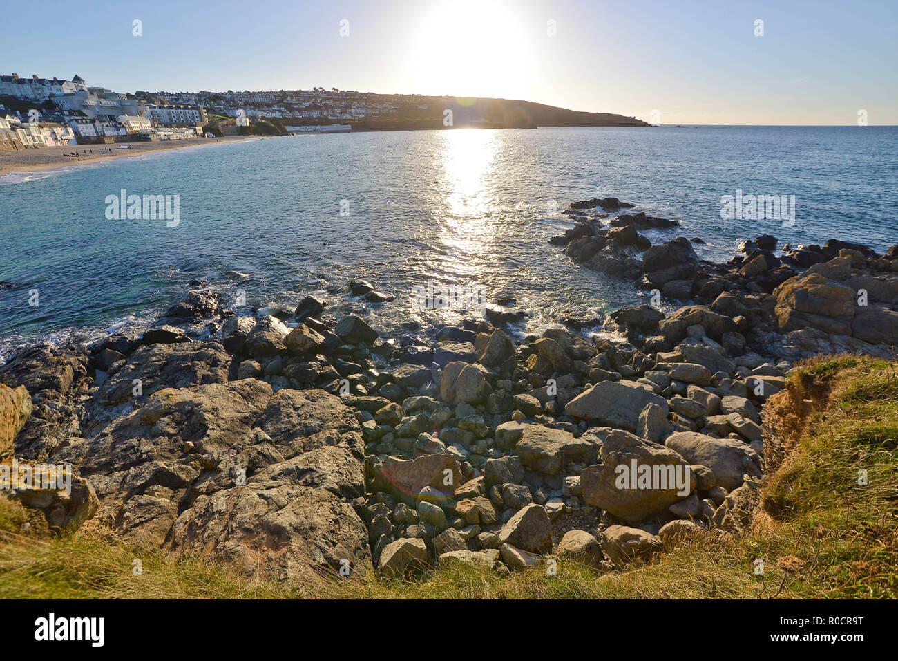 Sun setting over St.Ives, Cornwall Stock Photo - Alamy