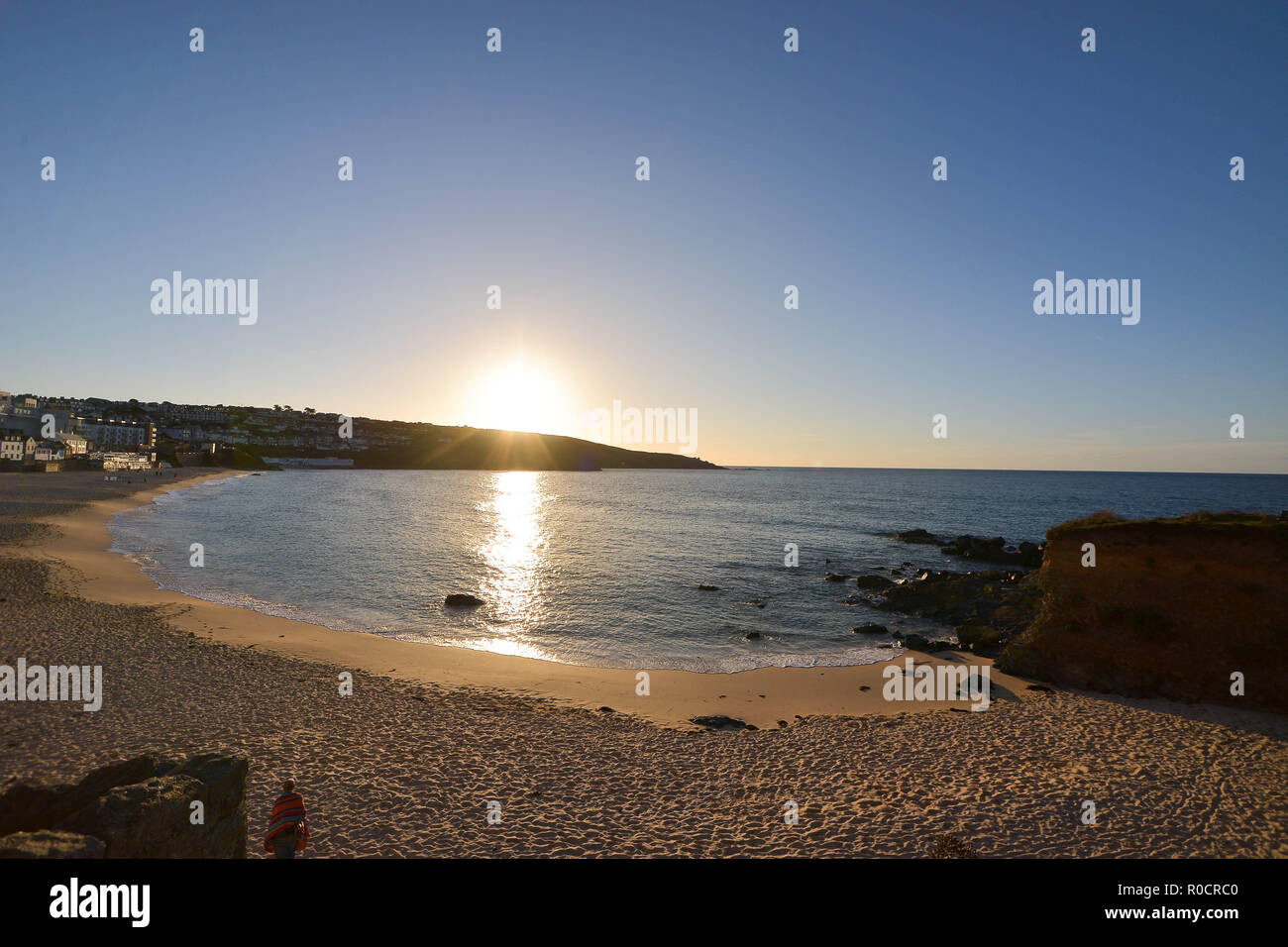 Sun setting over St.Ives, Cornwall Stock Photo - Alamy