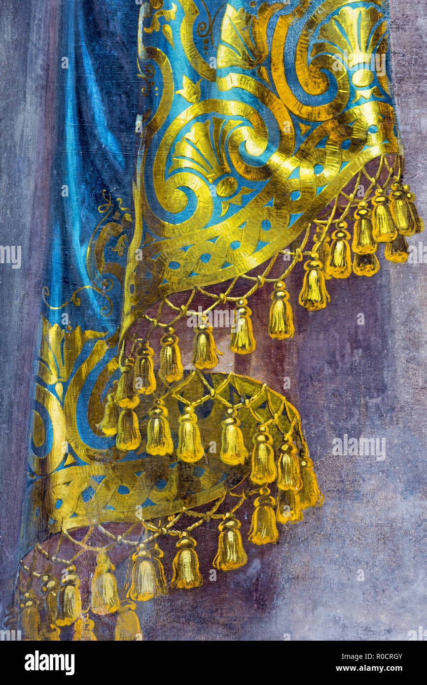 PARMA, ITALY - APRIL 17, 2018: The detail of baroque drapery fresco in ...