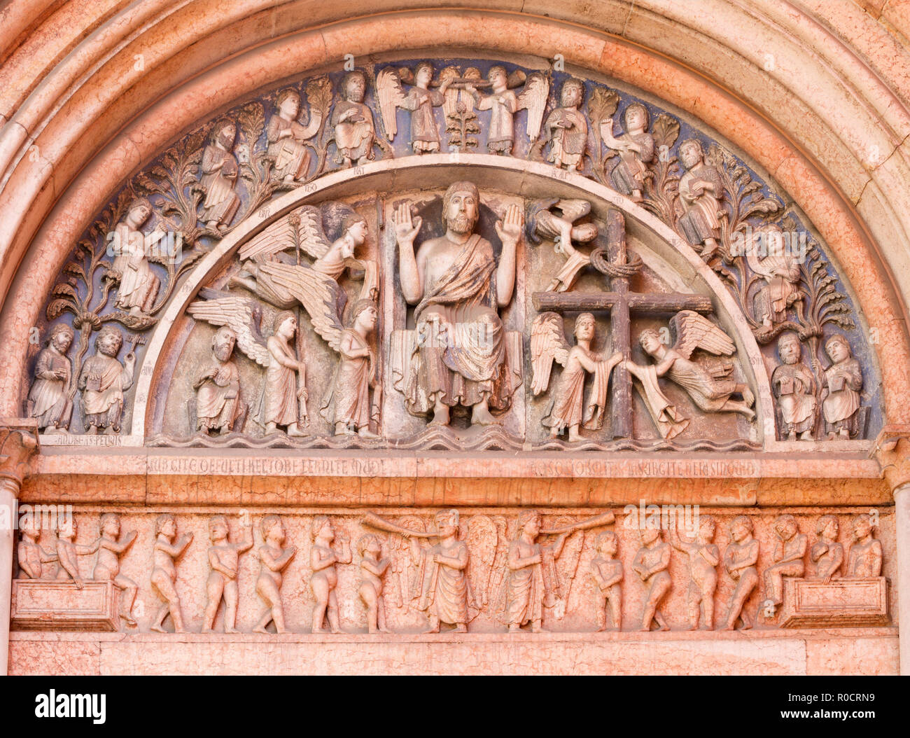 PARMA, ITALY - APRIL 17, 2018: The romanesque relief of Jesus Christ ...