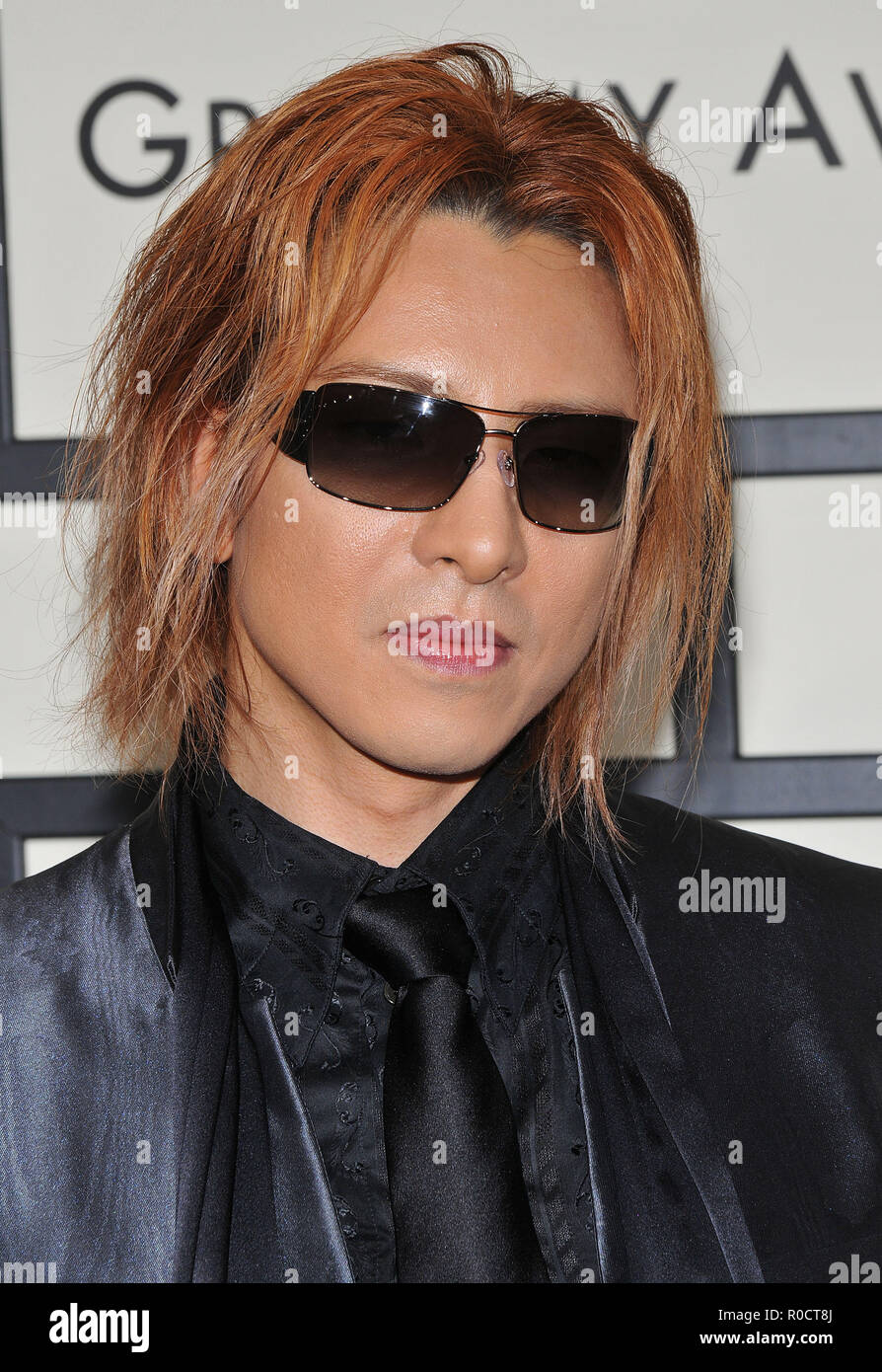 Yoshiki arriving at 50th Annual Grammy Award at the Staples Center In Los Angeles. headshot eye ...