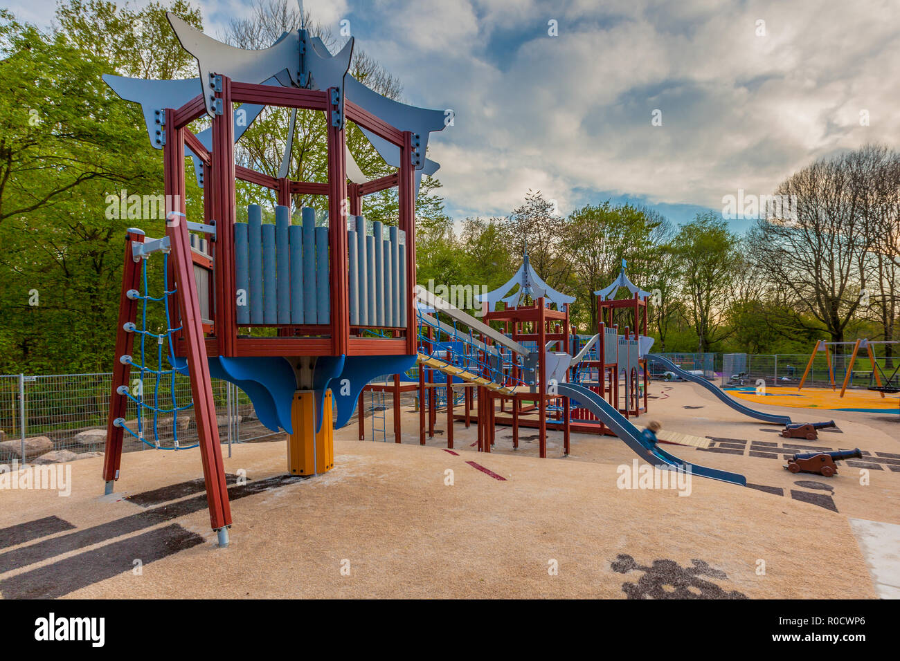 Brand new public playground in a dutch park in sping Stock Photo - Alamy