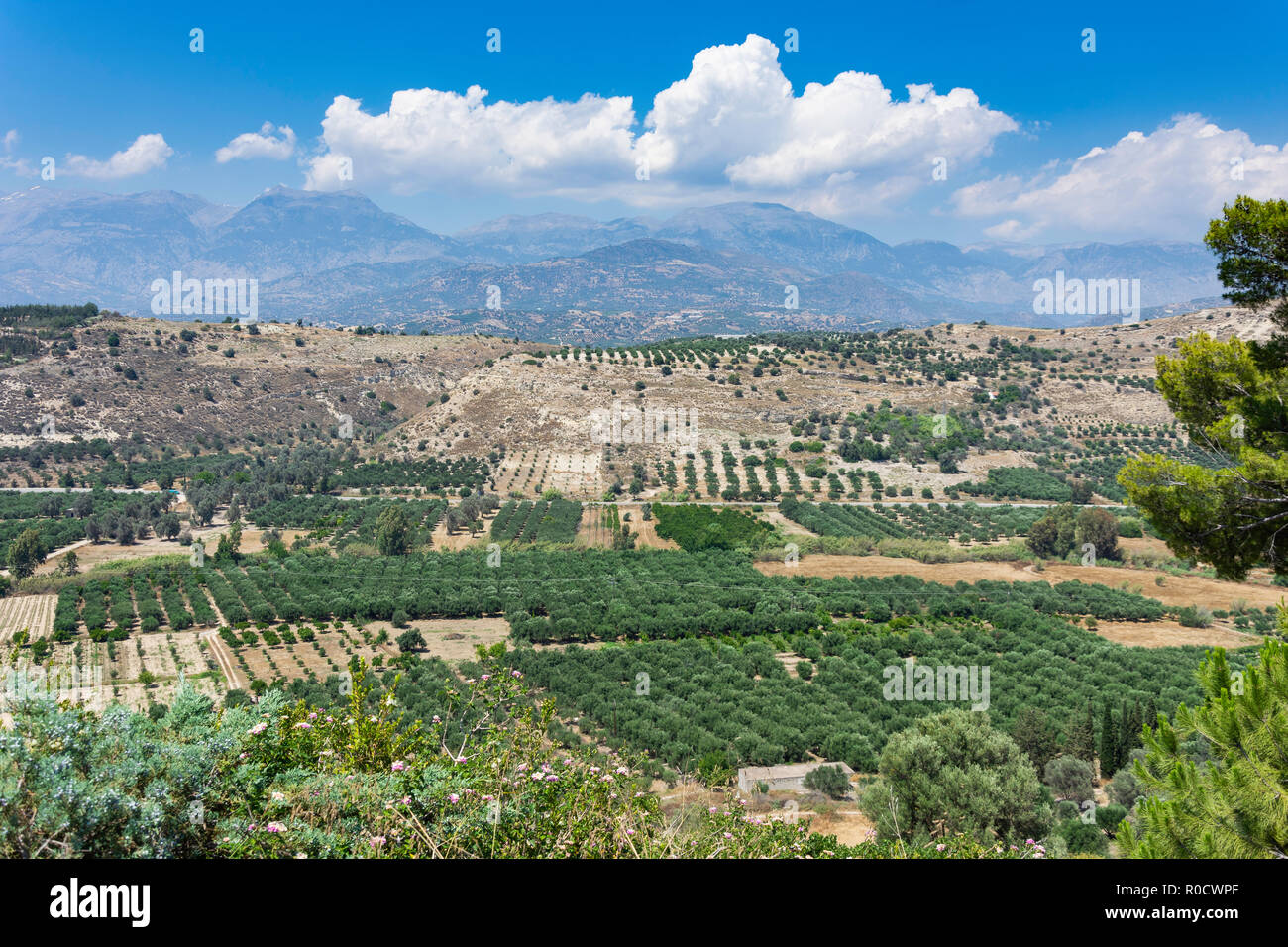 Messara Plain from Phaistos (Phaestus) Bronze Age archaeological site ...