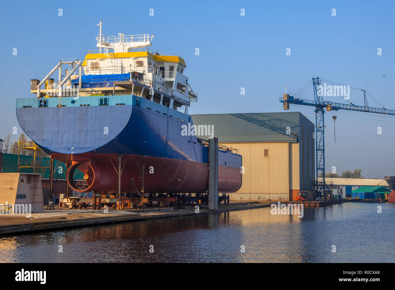 Construction of a Cargo Ship on a Wharf in the Netherlands Stock Photo ...