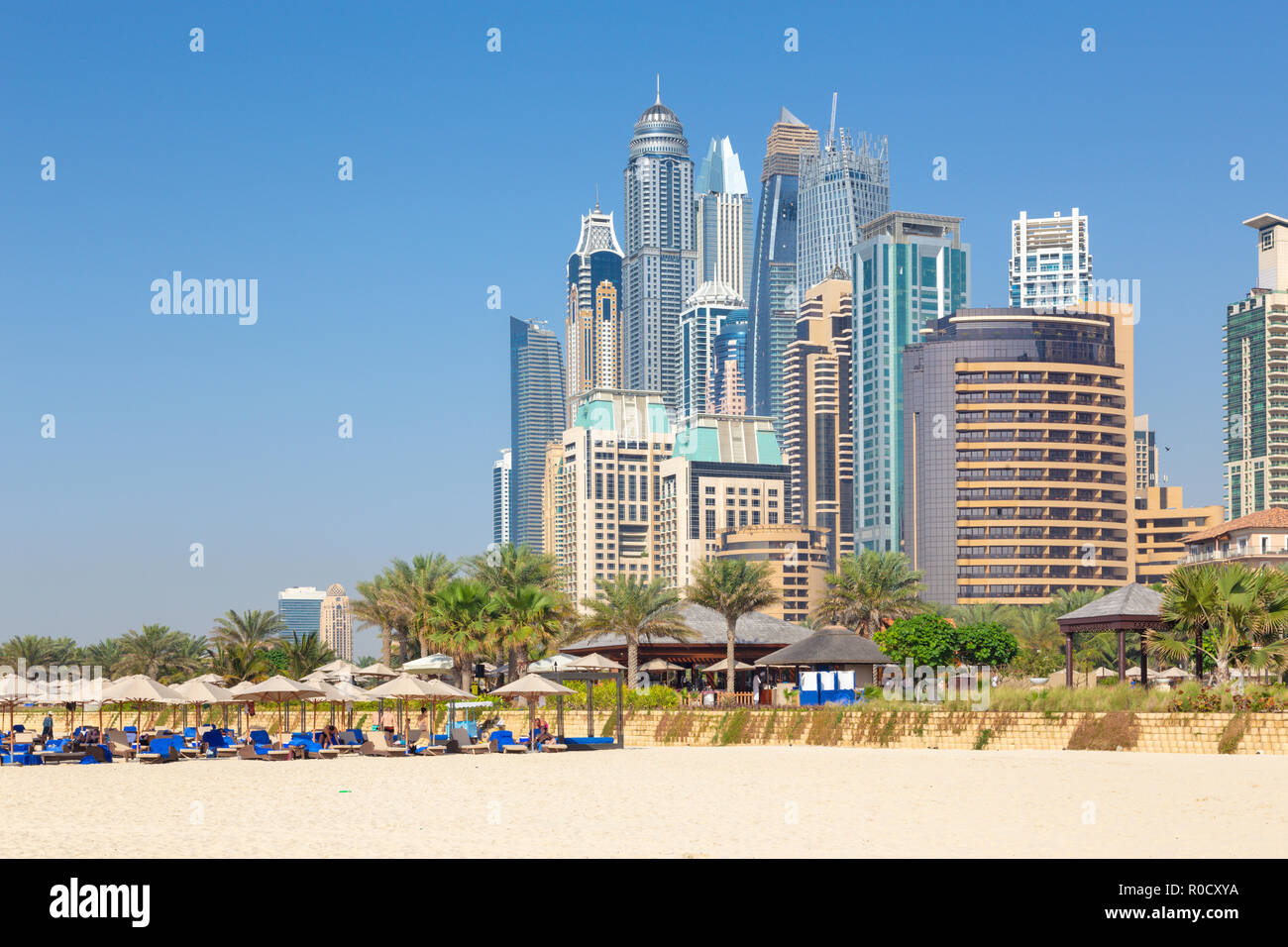 Subai - The Marina towers from the beach Stock Photo - Alamy
