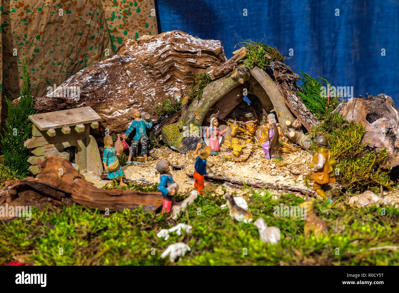 Baby Jesus, Saint Joseph and the Blessed Virgin Mary in Nativity Scene ...