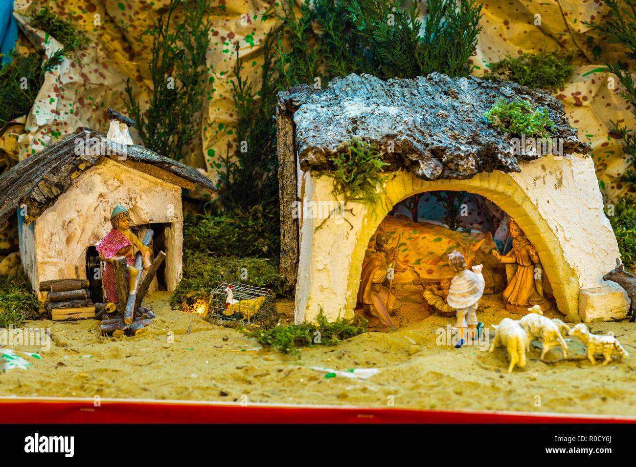 Baby Jesus, Saint Joseph and the Blessed Virgin Mary in Nativity Scene ...