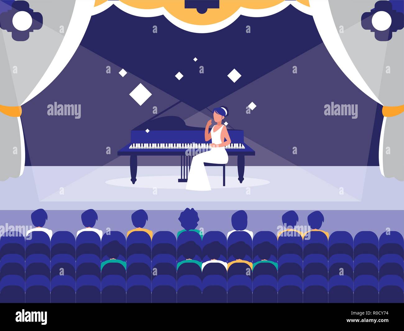 stage with pianist show vector illustration design Stock Vector Image ...