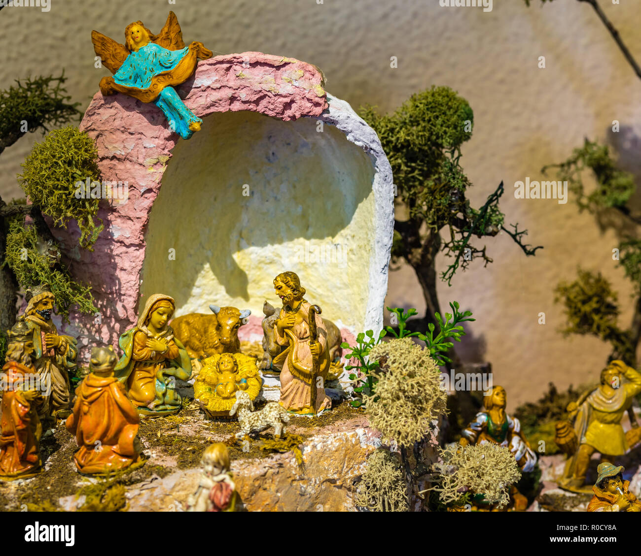 Baby Jesus, Saint Joseph and the Blessed Virgin Mary in Nativity Scene ...
