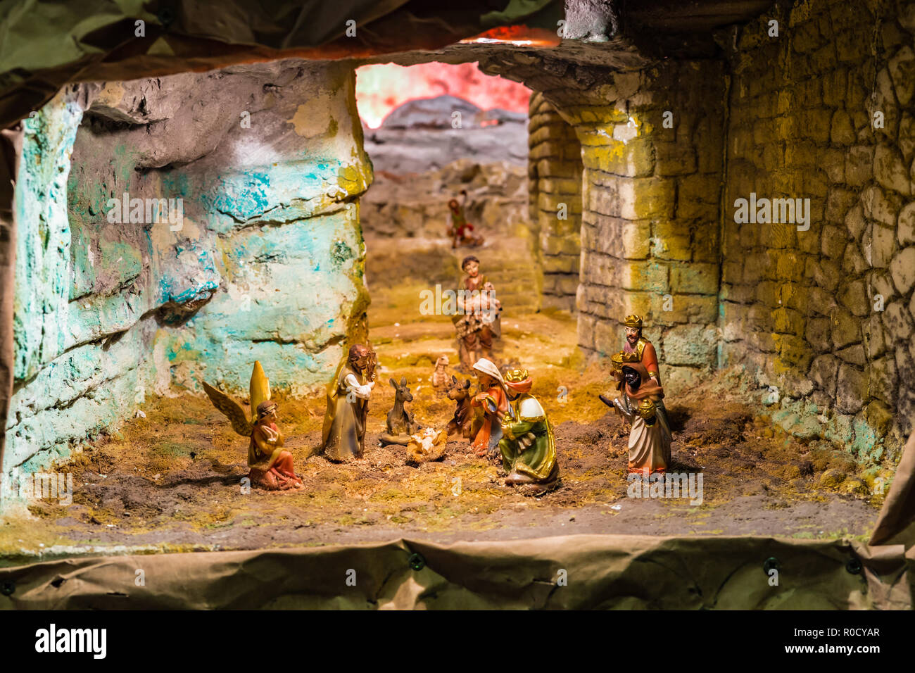 Baby Jesus, Saint Joseph and the Blessed Virgin Mary in Nativity Scene ...