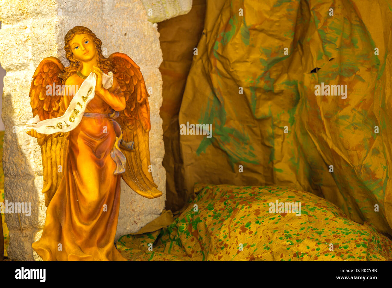 statue of Angel in Christmas Nativity Scene Stock Photo - Alamy