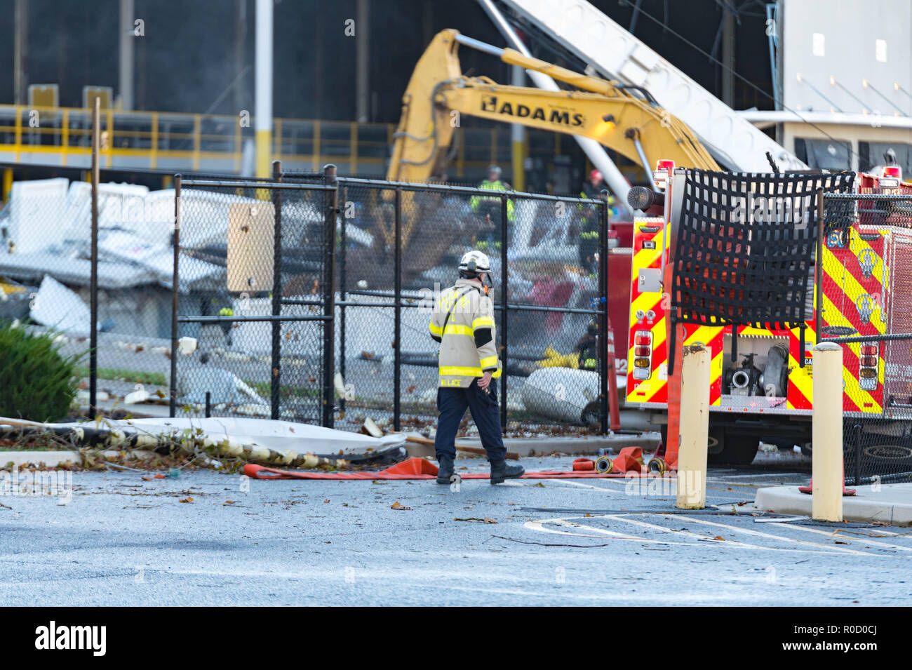 Baltimore, Maryland, USA. 3rd Nov, 2018. Extensive damage can be seen ...