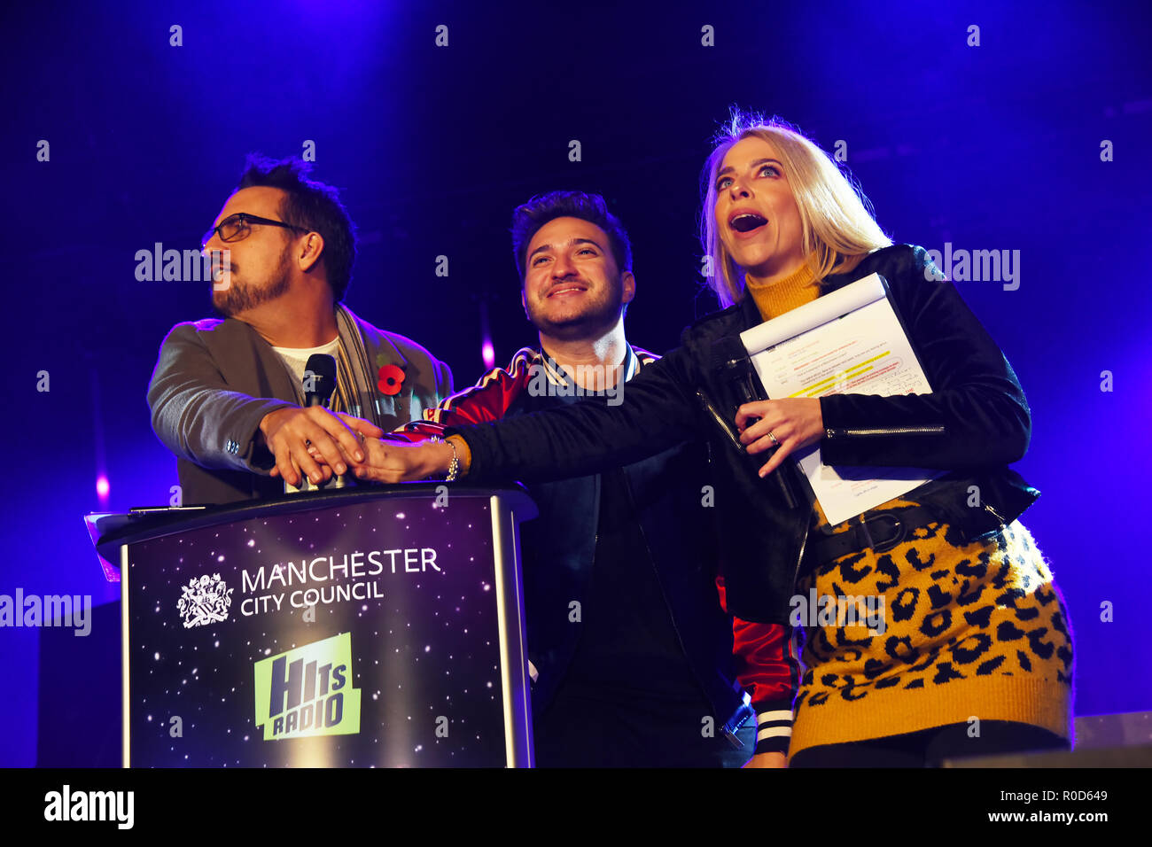 Manchester, UK. 3rd November, 2018. Jonas Blue centre, with left Mike ...