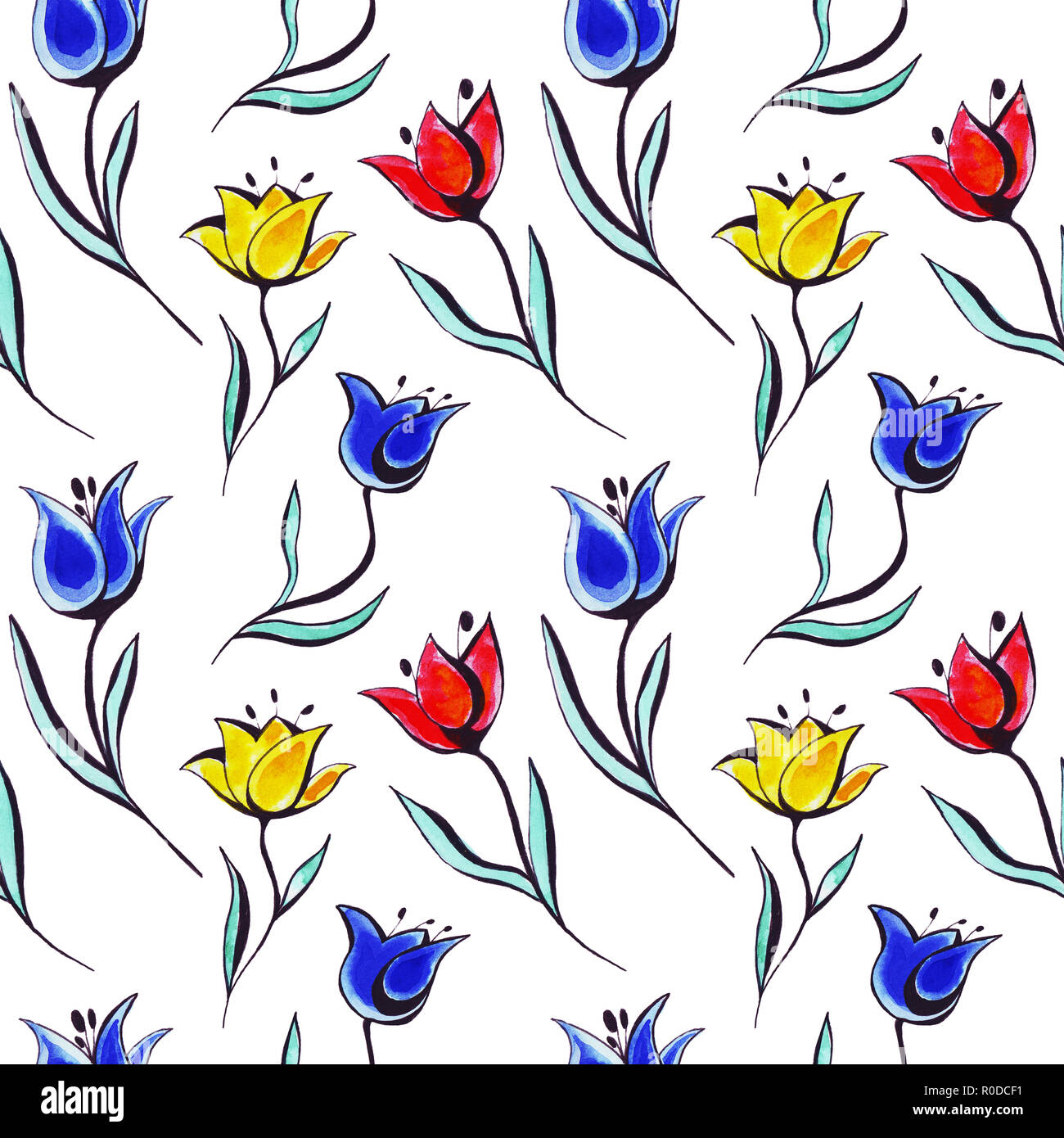 Cartoon drawing of tulips Cut Out Stock Images & Pictures - Alamy