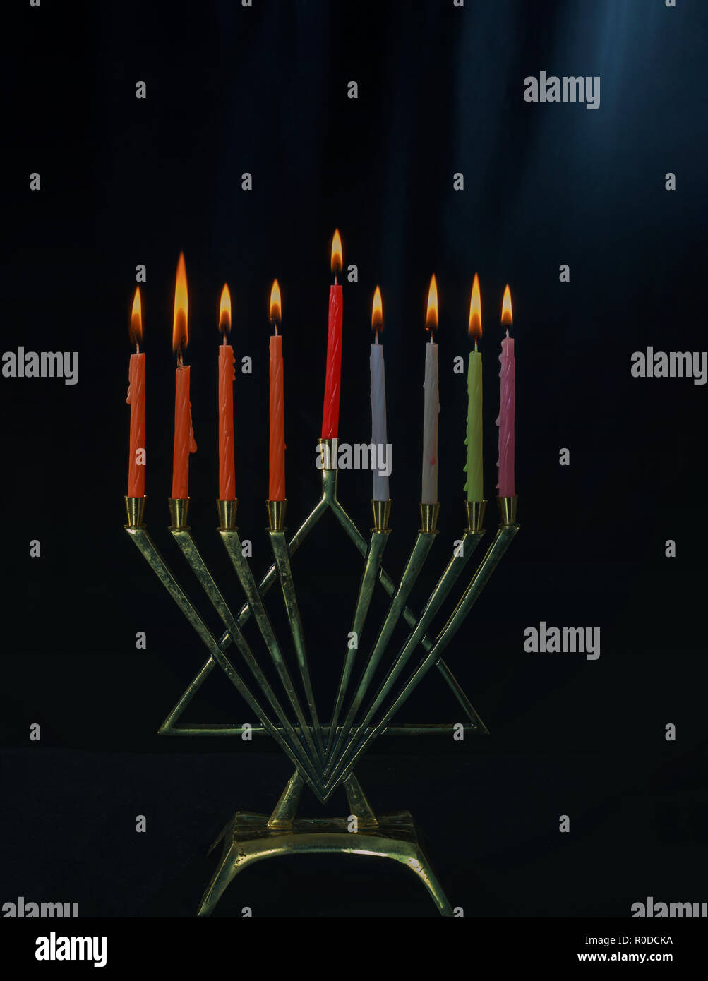 Menora with a flame hi-res stock photography and images - Alamy