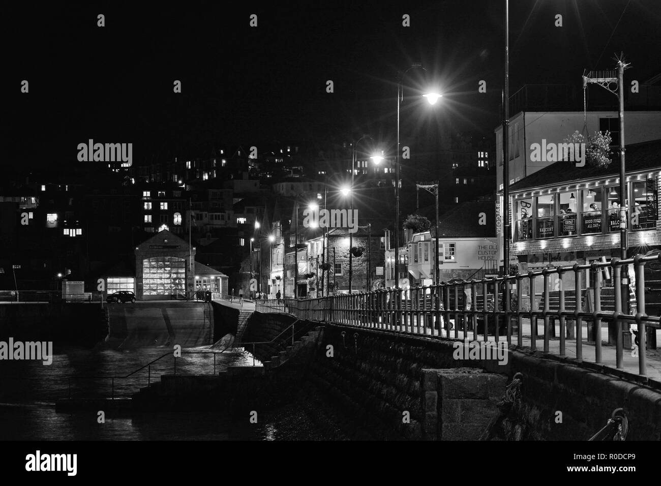 Night time seaside resort Black and White Stock Photos & Images - Alamy