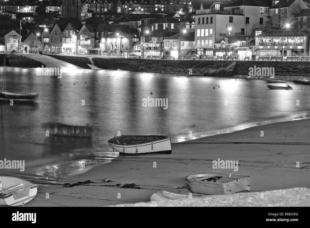 Night time seaside resort Black and White Stock Photos & Images - Alamy