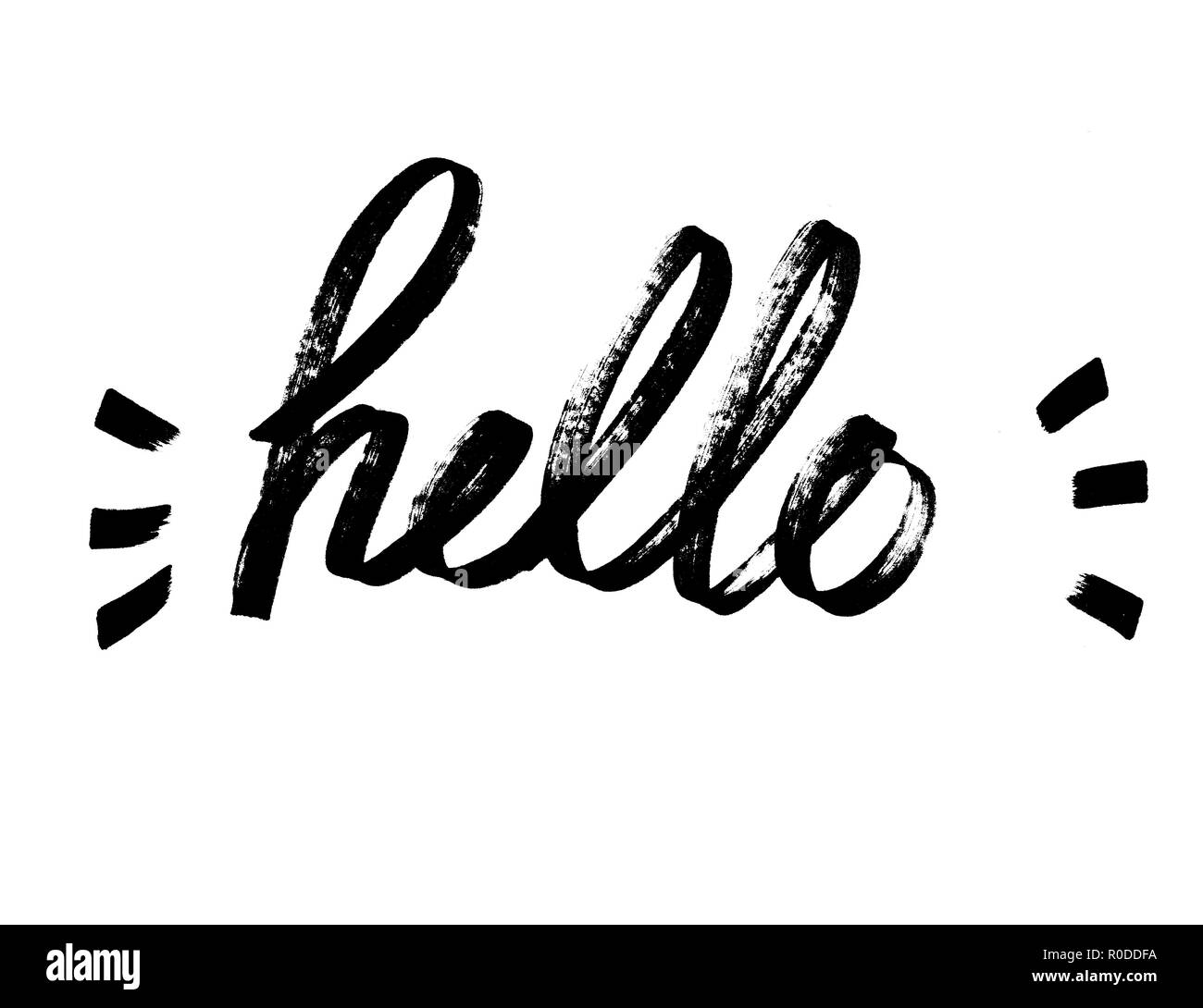 Hello card - Hand drawn lettering and modern calligraphy Stock Photo ...