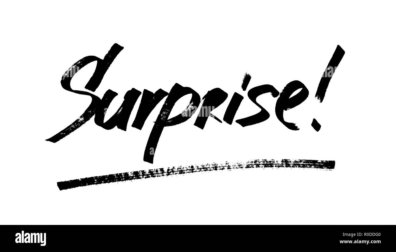 Surprise - Modern calligraphy, hand drawn marker pen lettering Stock ...