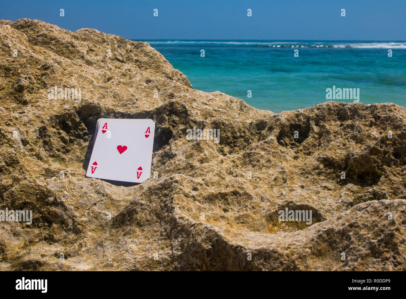 ace of heart poker card beach theme photo Stock Photo - Alamy