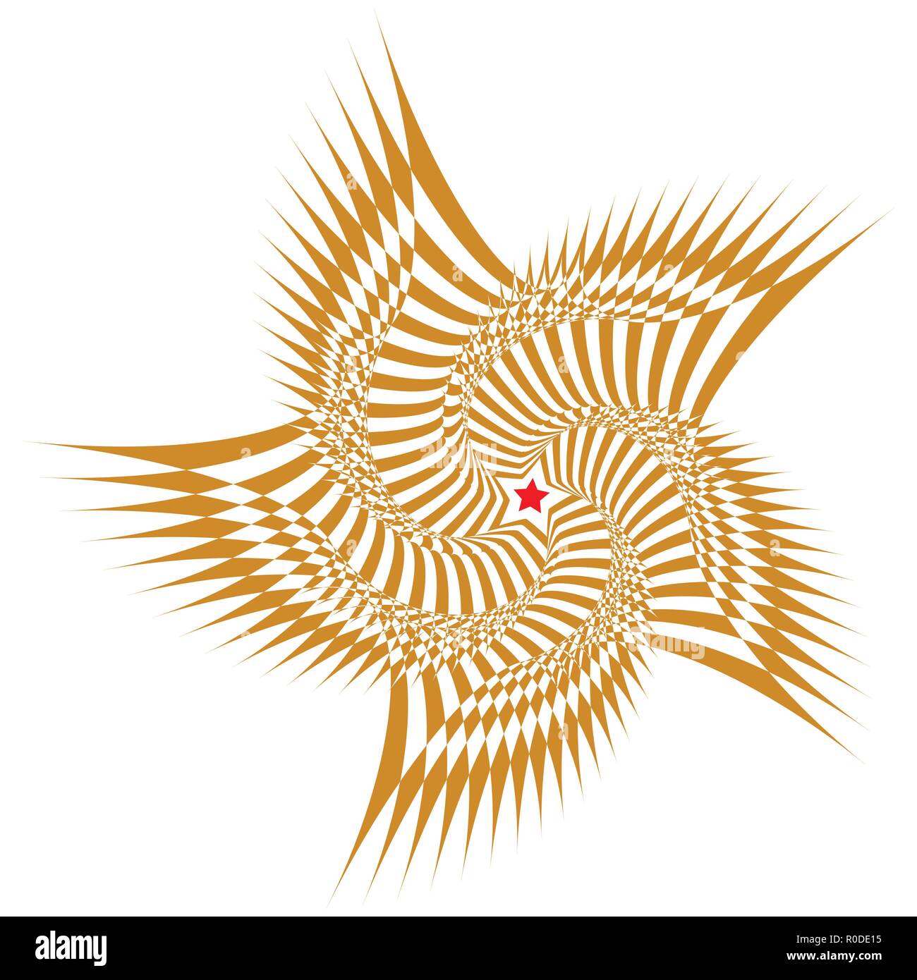 Vector illustration of a brown sweeping pattern with red five-pointed ...