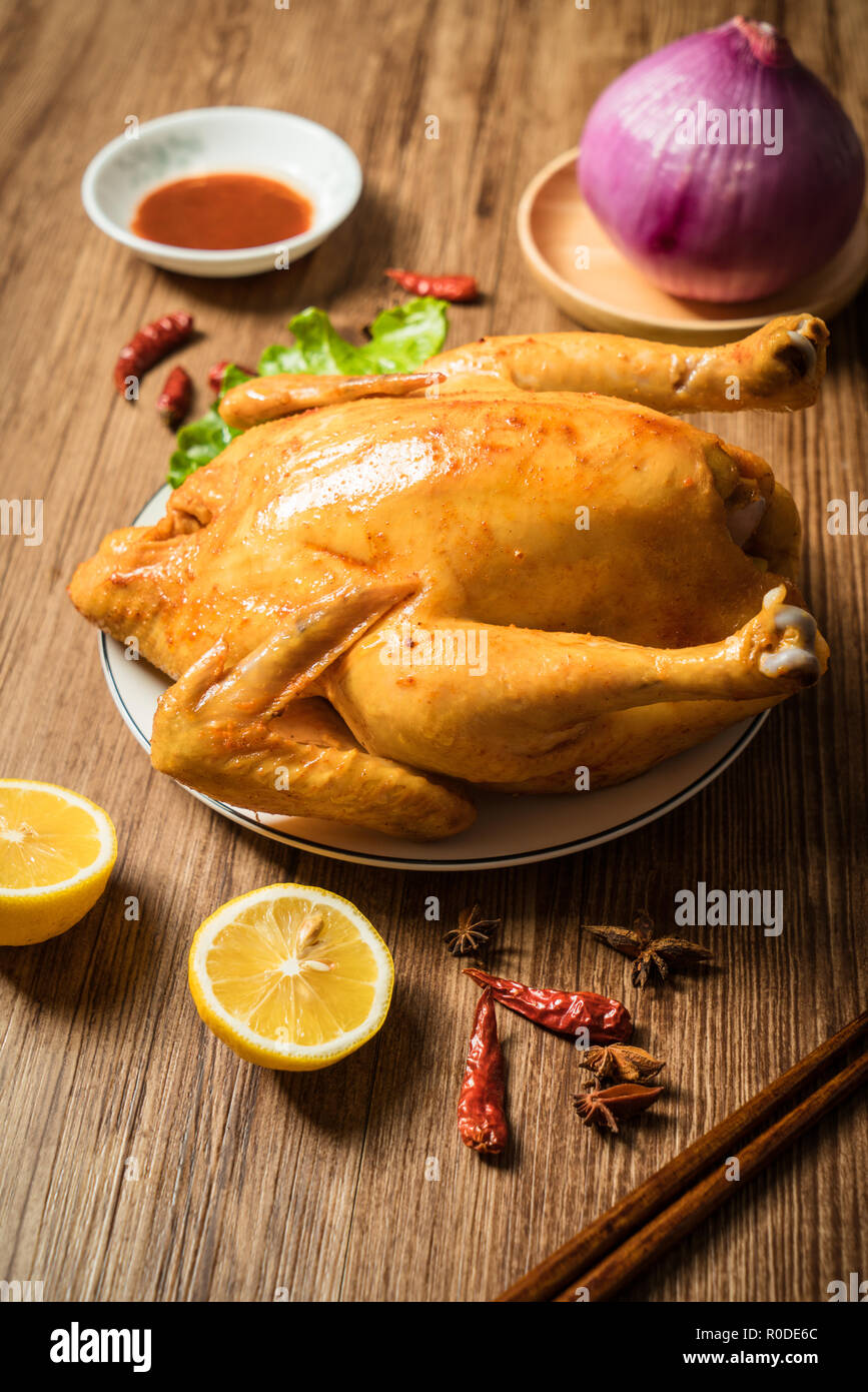 Top view chicken baked hi-res stock photography and images - Alamy