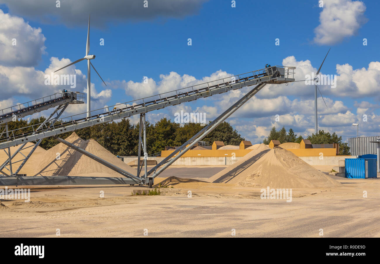 Conveyor belts in an installation for sorting and washing sand for ...