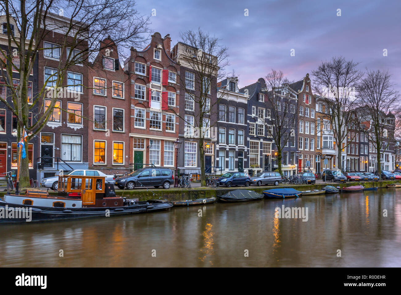 Colorful traditional canal houses on the brouwersgracht in the UNESCO ...