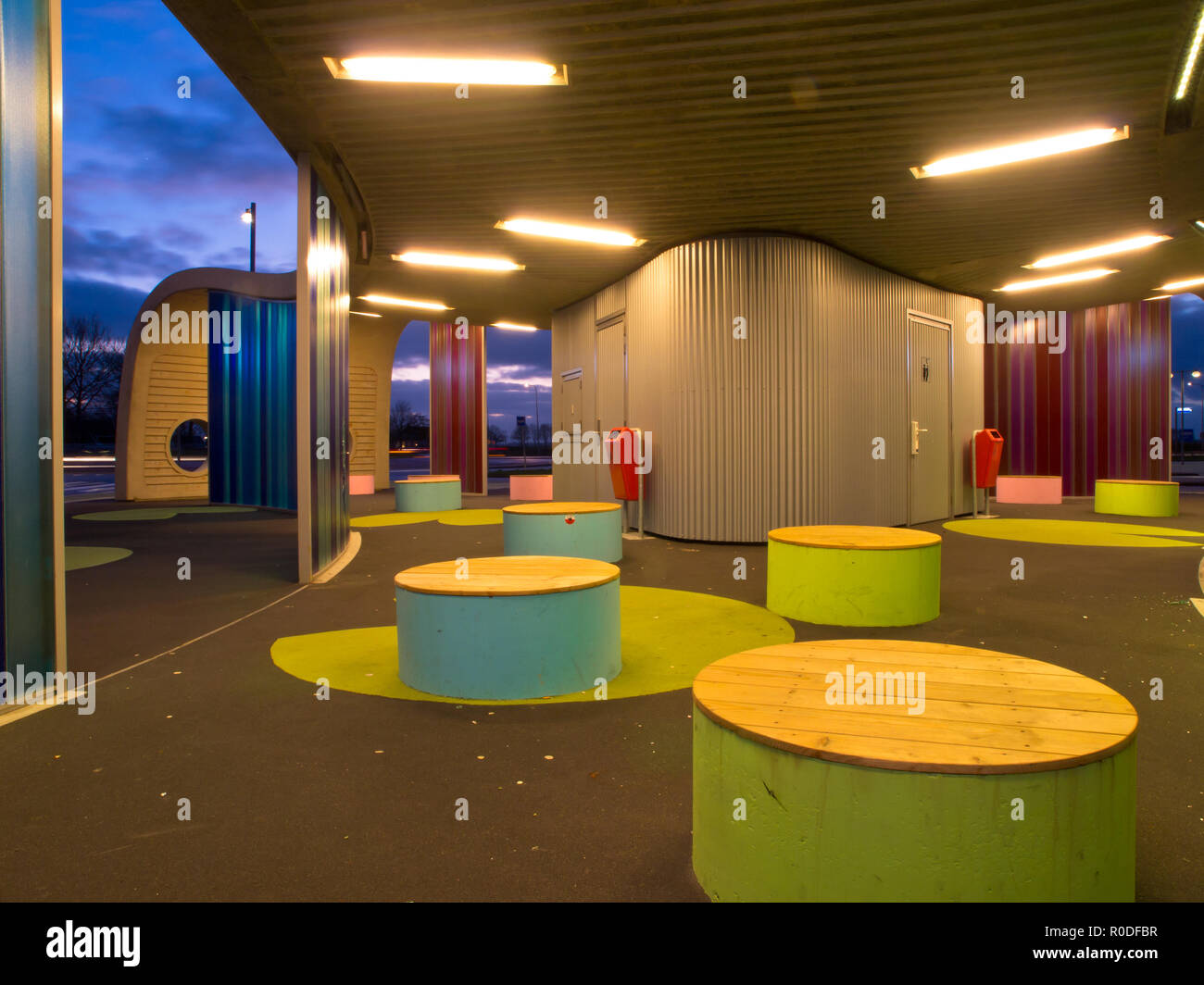 Waiting area in modern dutch design busstation Stock Photo - Alamy