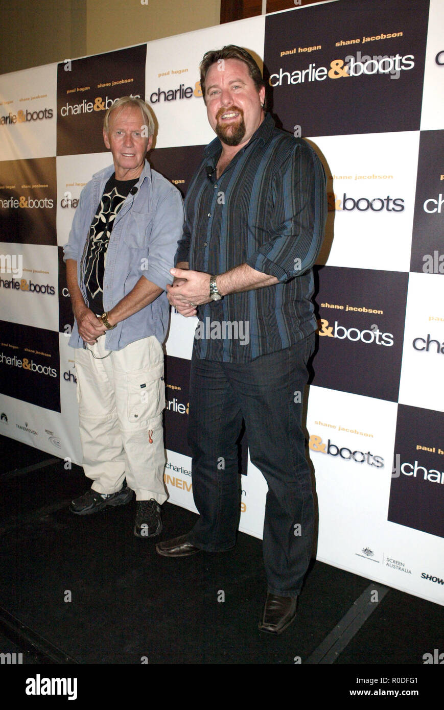 Paul Hogan and Shane Jacobson conduct a press conference for their film ...