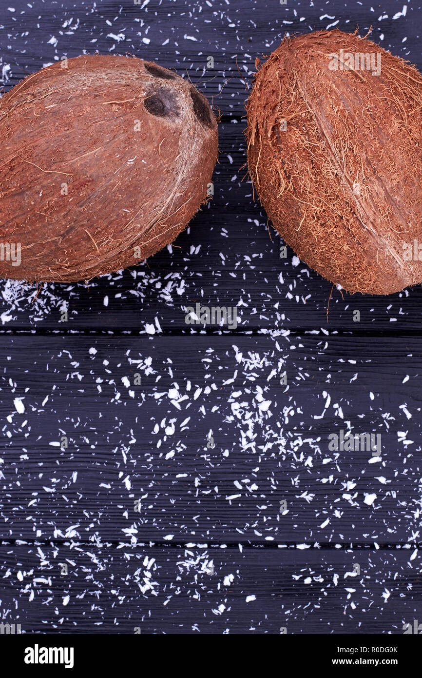 Two tropical brown coconuts Stock Photo - Alamy